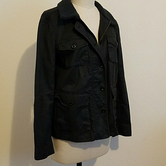 J. Crew | Jackets & Coats | J Crew Black Cotton Waxed Canvas Utility ...